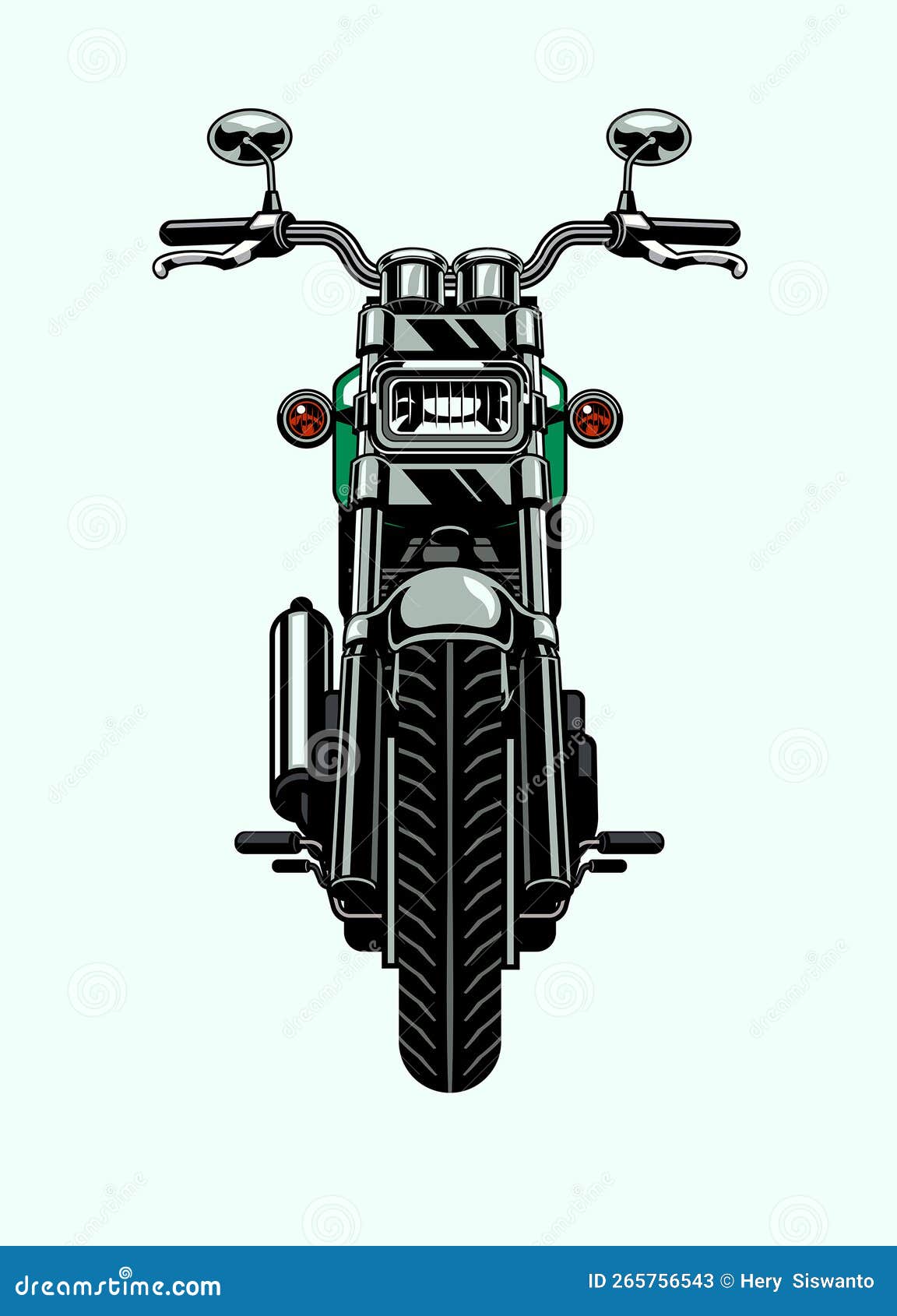 Front Side View of Vintage Regular Motorcycle Stock Vector ...