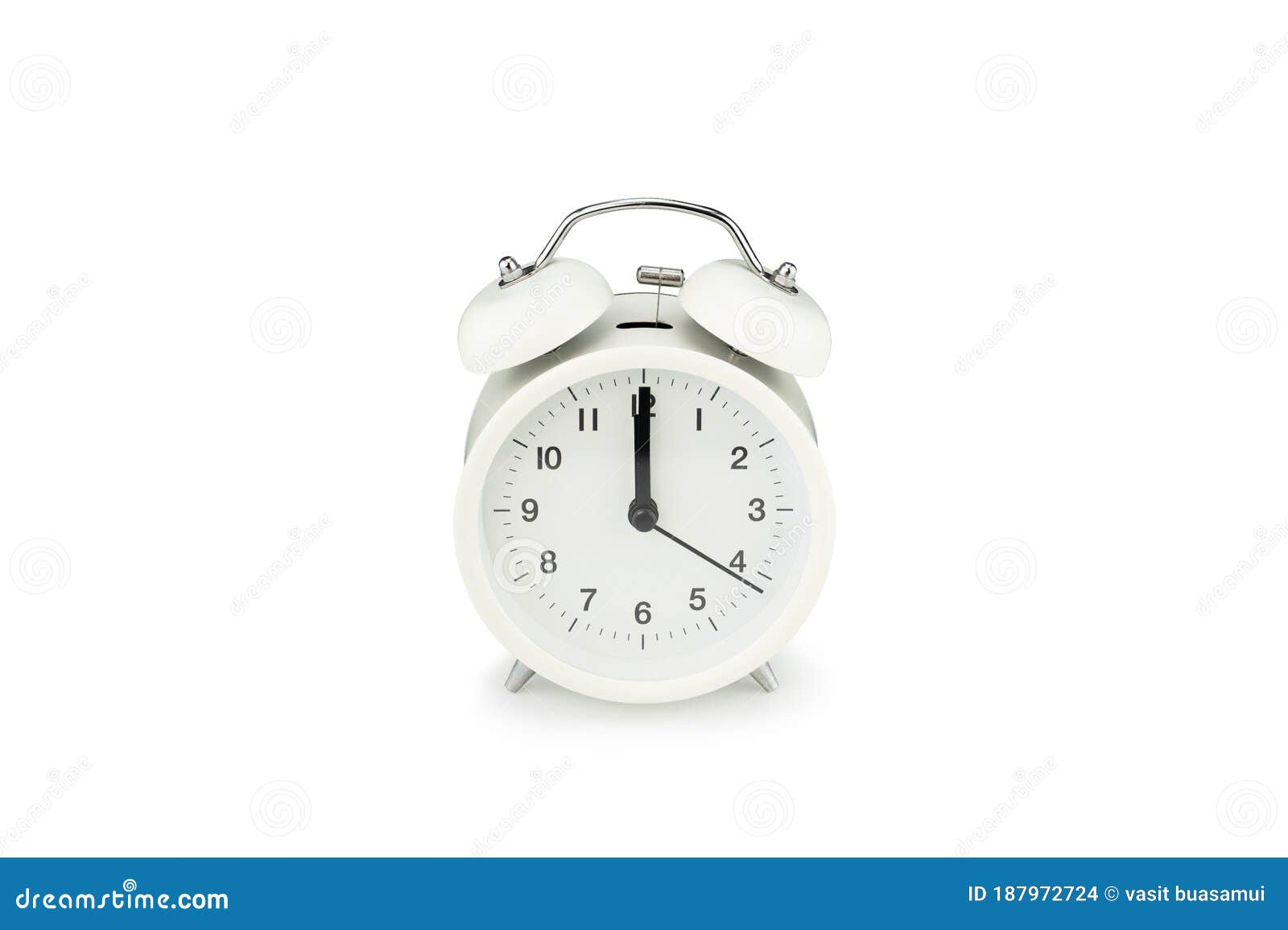Front Side of White Retro Alarm Clock on Isolated Background.clipping ...