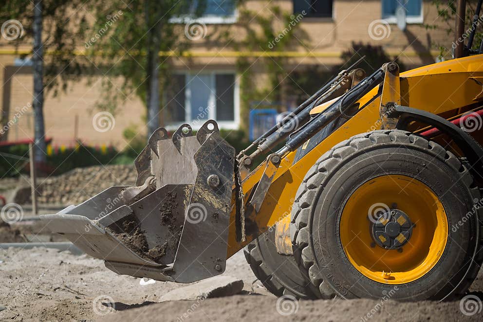 Front Side of the Yellow Front Loader Stock Photo - Image of labor ...