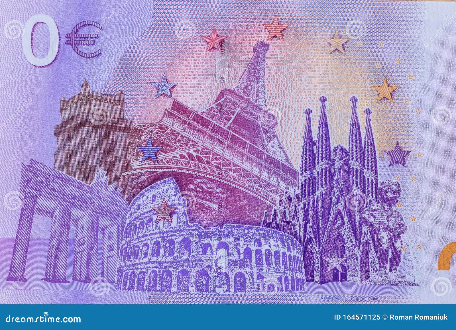Front Side of Zero Euro Souvenir Banknote Stock Image - Image of ...