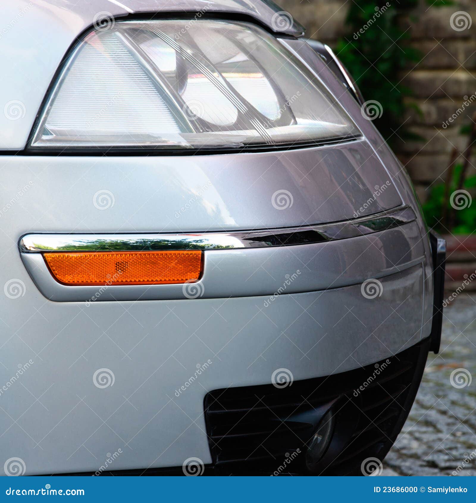 Front of silver car stock photo. Image of bumper, transport - 23686000