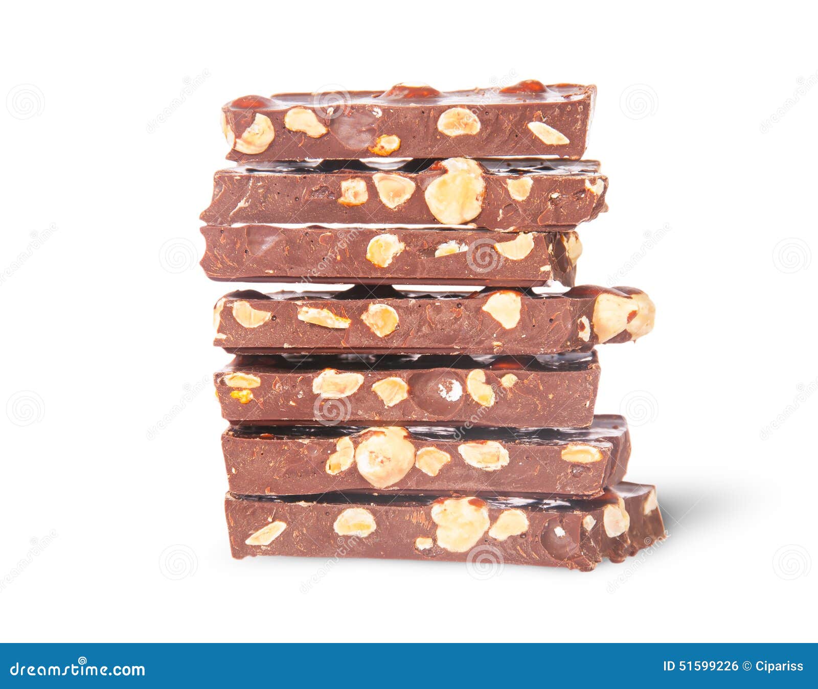 In Front Stack Of Seven Chocolate Bars Stock Photo - Image of hazelnut ...