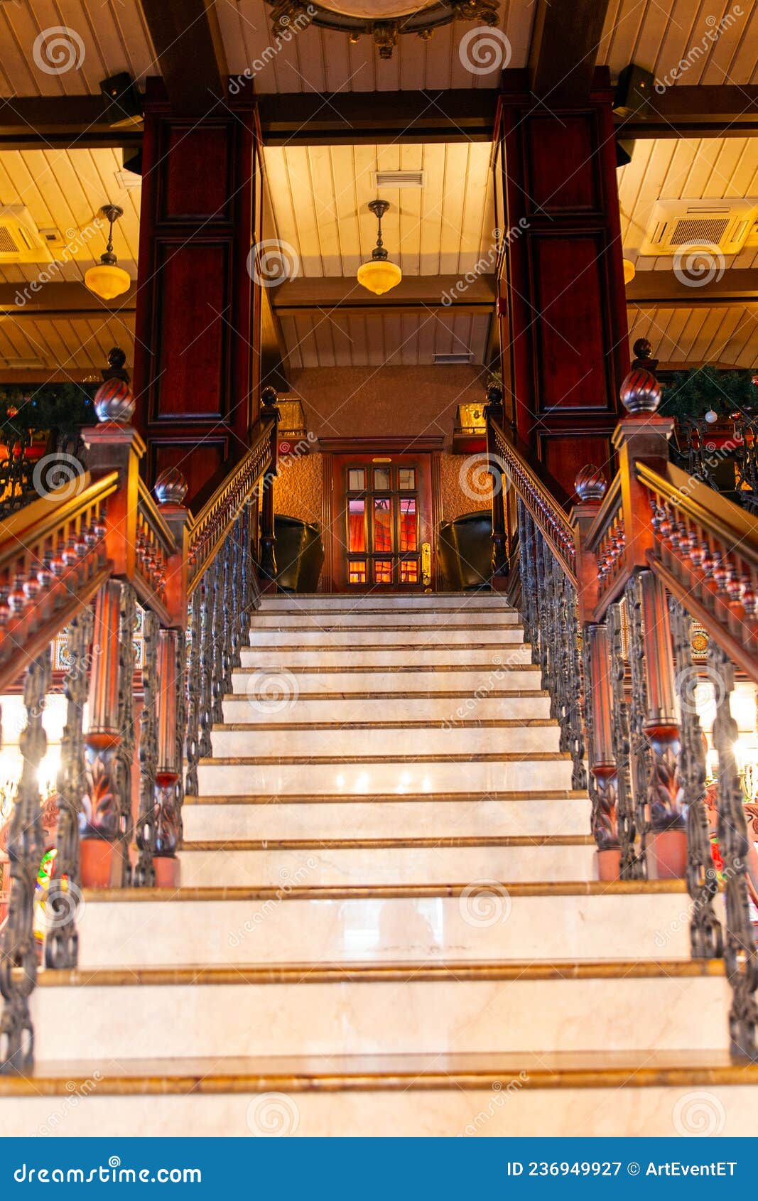 Front Staircase in an Expensive Restaurant. Luxurious Interior of ...