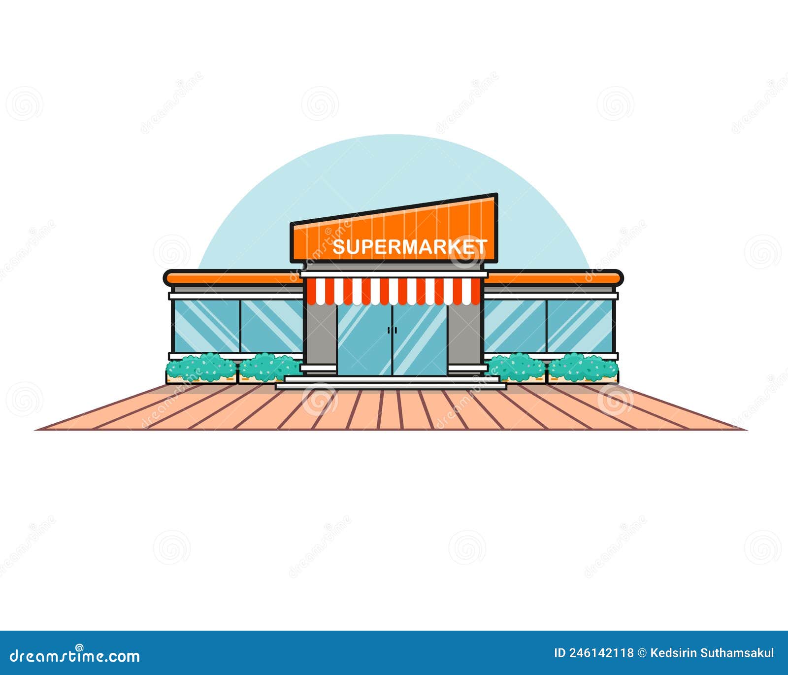 Front of Supermarket in Flat Design Vector Stock Vector - Illustration ...