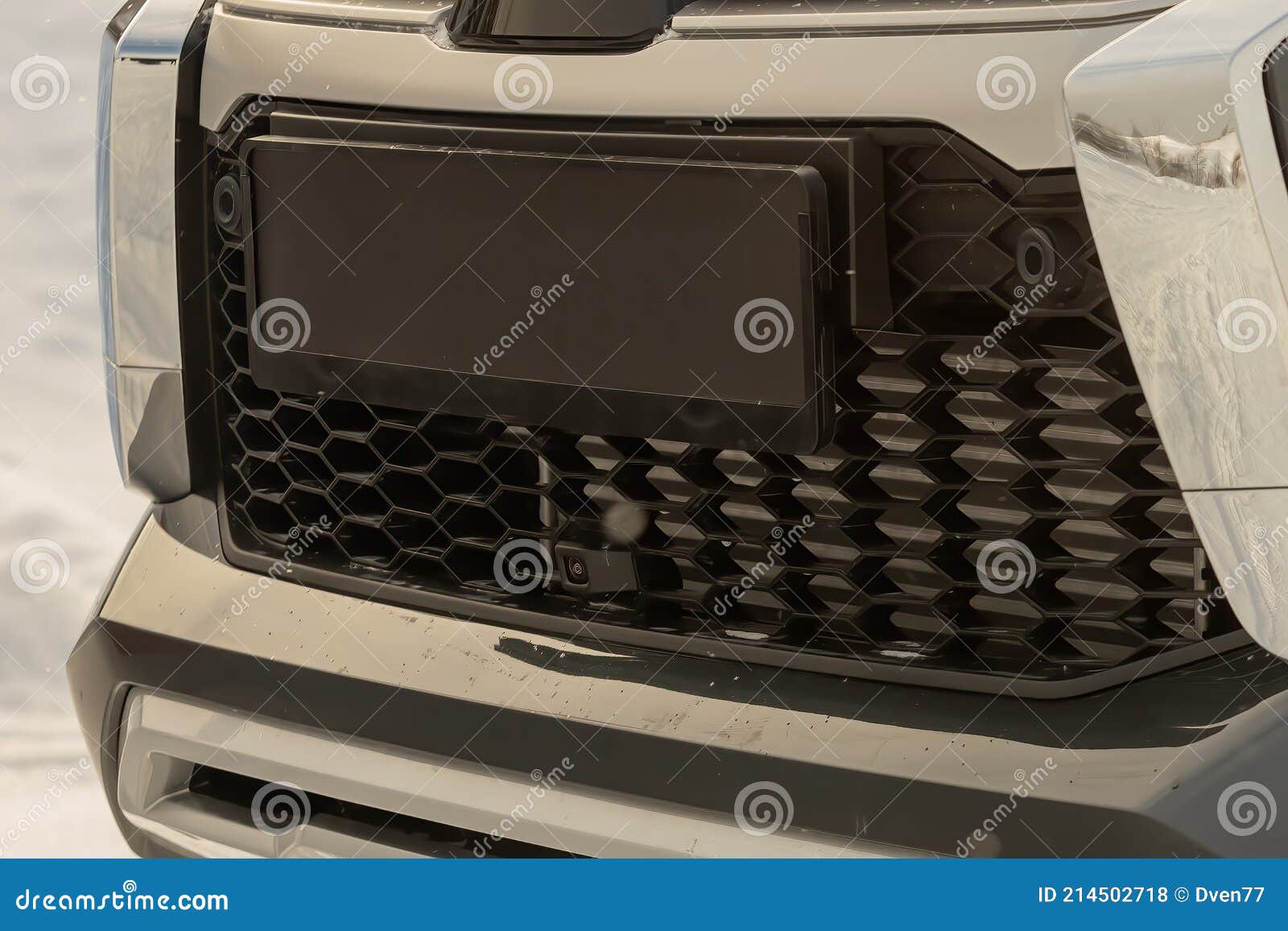 The Front of the SUV is a Black License Plate Frame. Empty Stock Photo ...