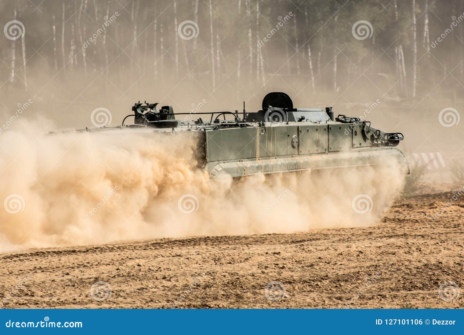 The Front of the Tank, Riding through the Dust. Stock Photo - Image of ...