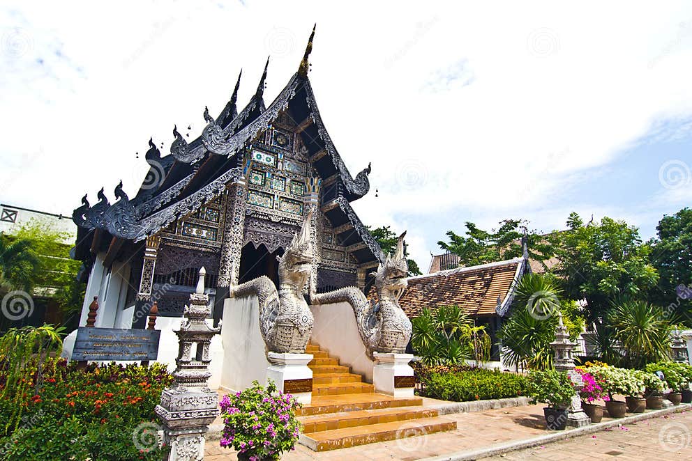 Front of Thai Tample with Blue Sky Stock Image - Image of asia ...