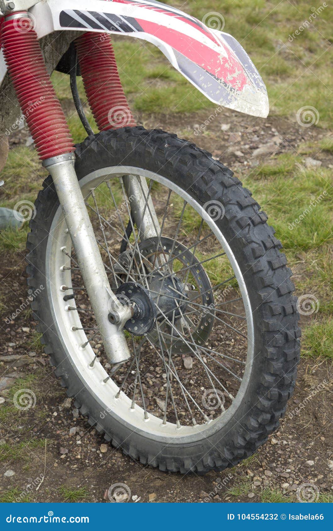 Front Tire and Fender on Motorcycle with Red Damper Stock Photo - Image ...