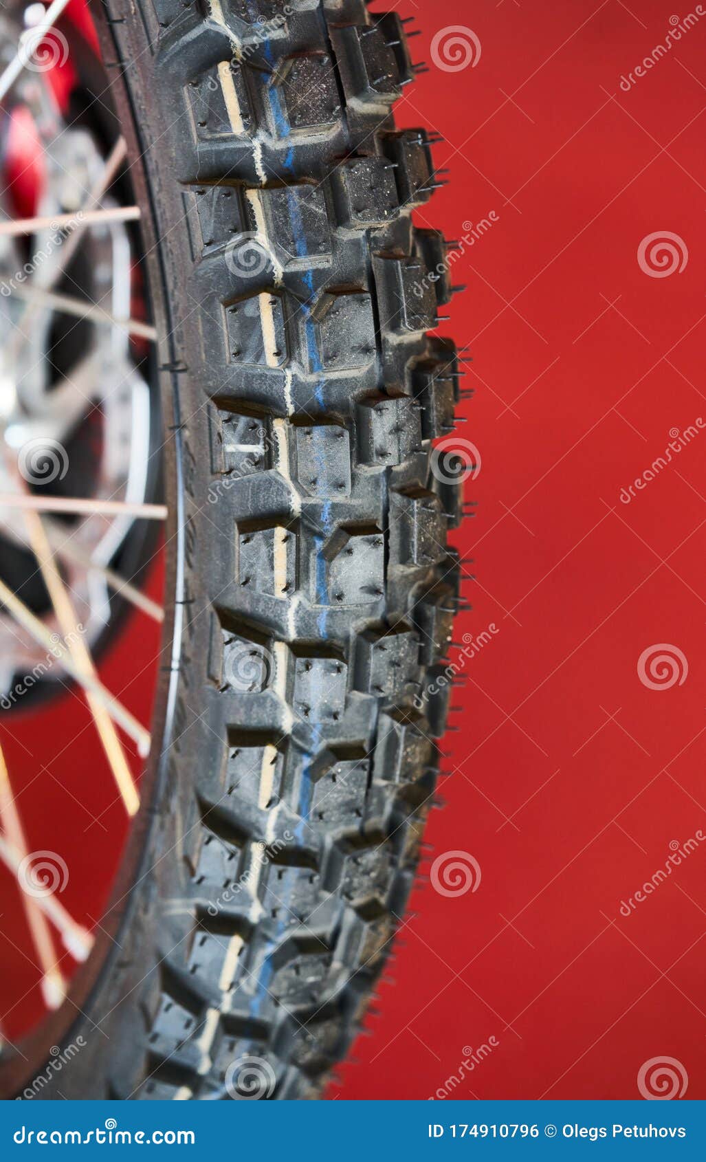 The Front Tire of a Parked Custom Motorcycle Stock Photo - Image of ...