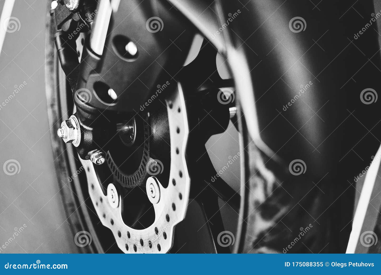 The Front Tire of a Parked Custom Motorcycle Stock Image - Image of ...