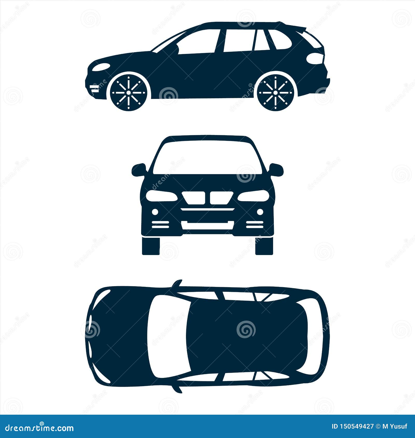 Front, Top and Side Car Projection. Stock Illustration - Illustration ...