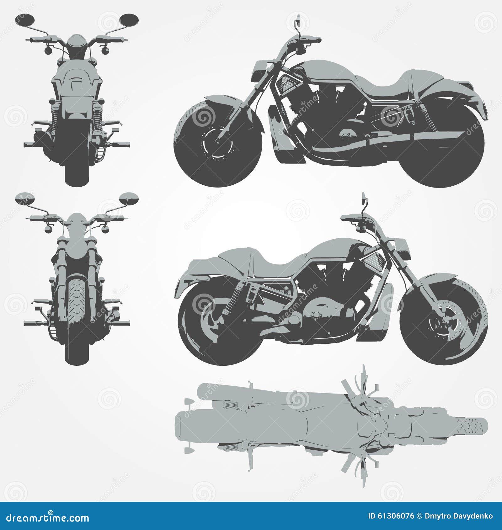Front, Top and Side Chopper Projection Stock Vector - Illustration of ...