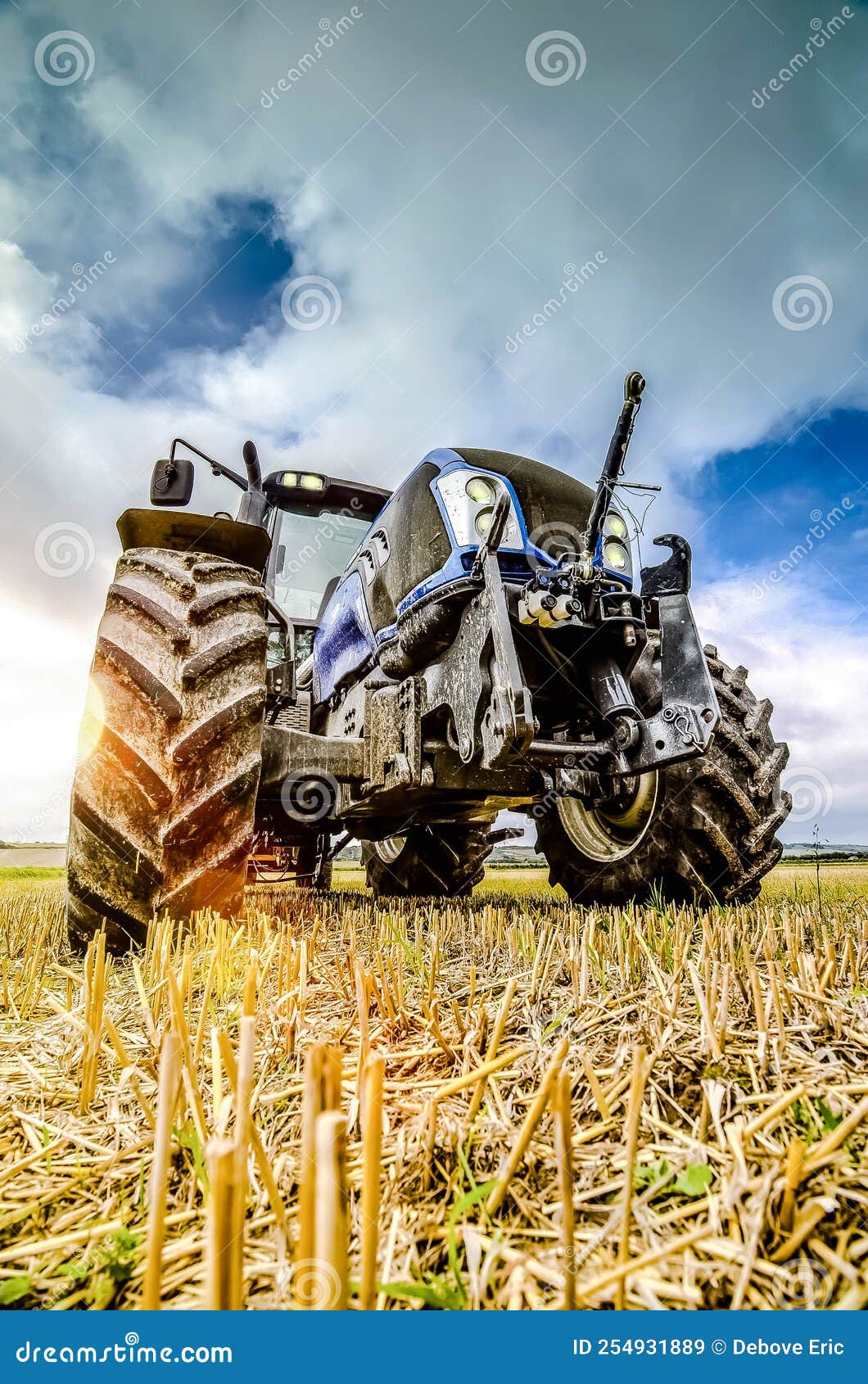 Tractor Equipped with a Trailer for Stacks of Straw Close-up Stock ...