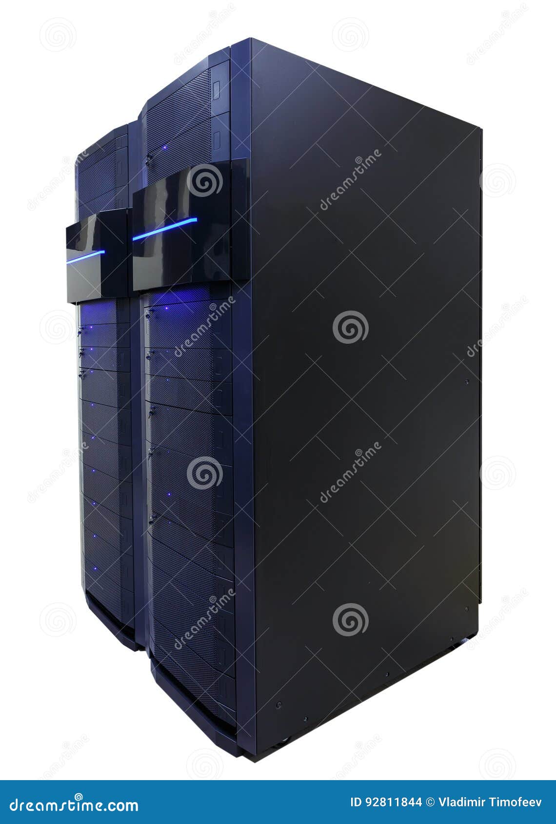 Front of Two Modern Mainframes with Blue Light Isolate Stock Photo ...