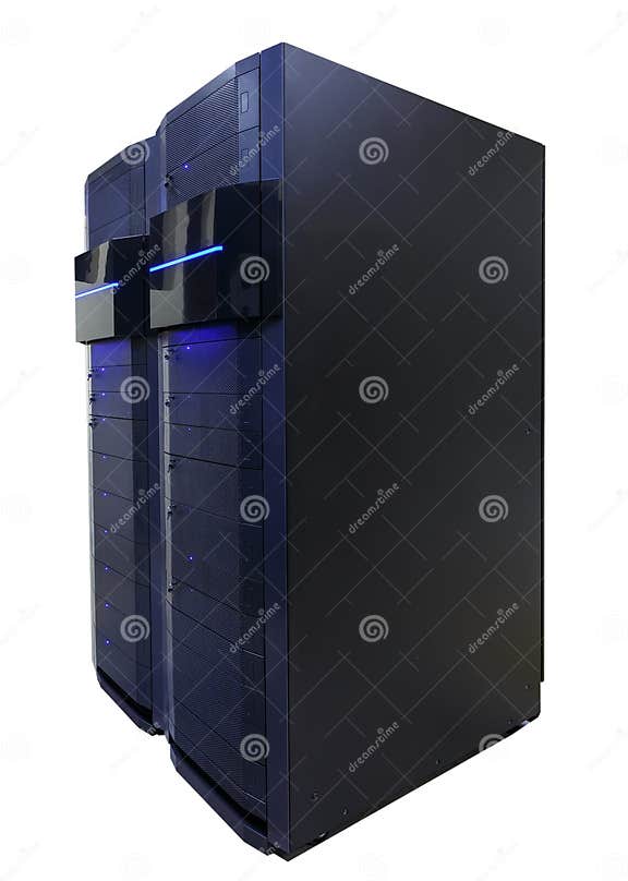 Front of Two Modern Mainframes with Blue Light Isolate Stock Photo ...