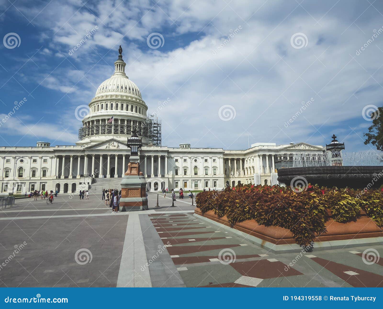 Front of the US Capitol Building in Washington DC. Capitol Dome Under ...