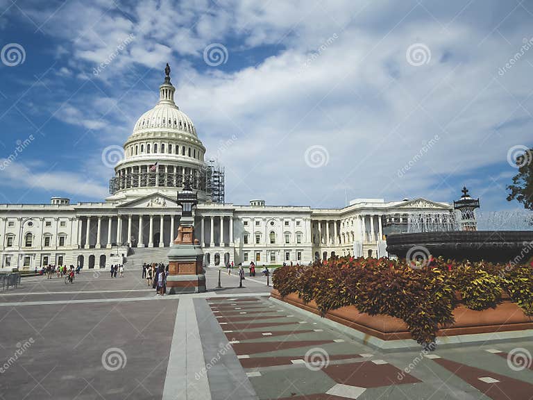 Front of the US Capitol Building in Washington DC. Capitol Dome Under ...