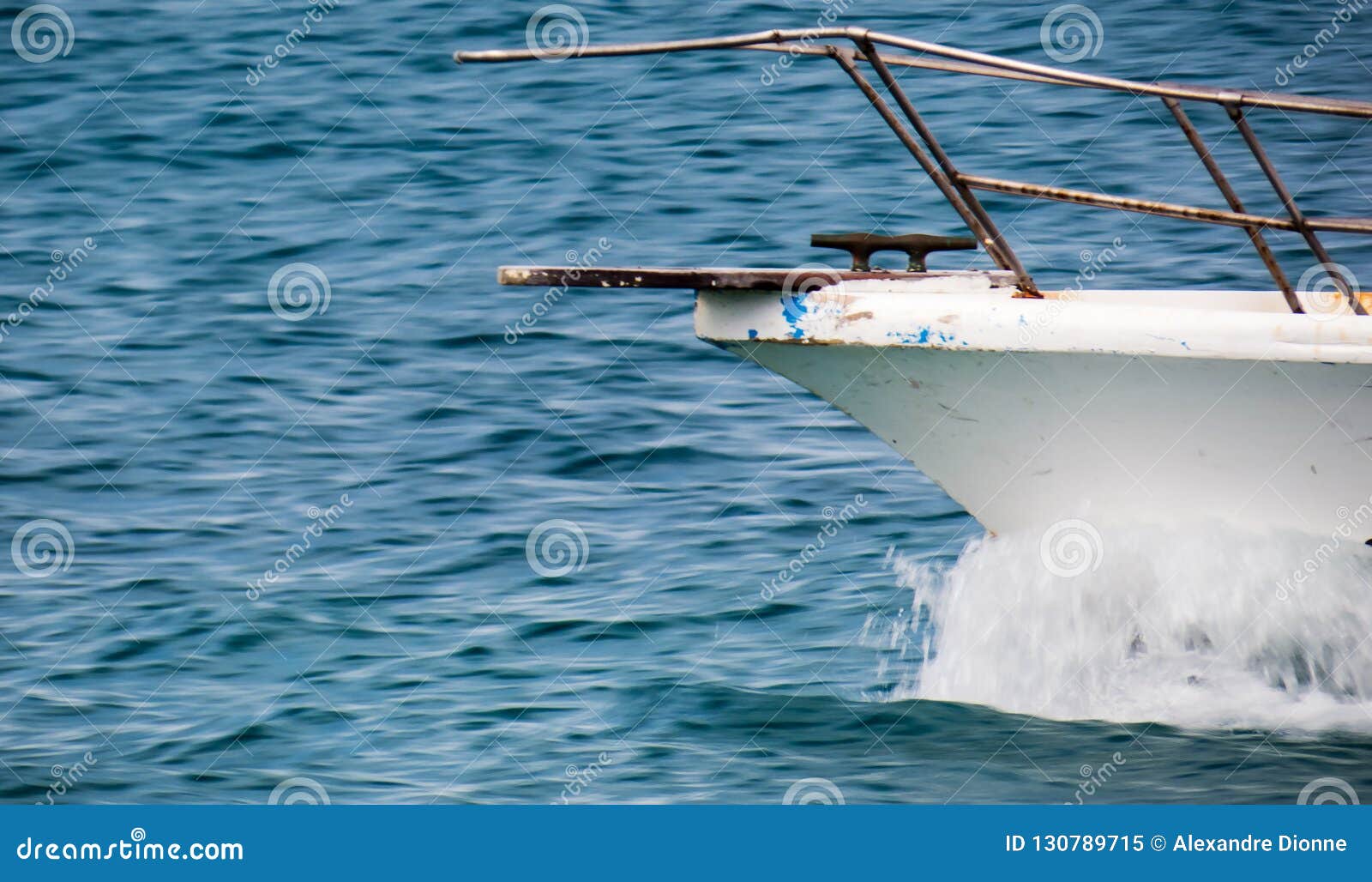 The Front of a Used Motor Boat Over the Water Stock Image - Image of ...