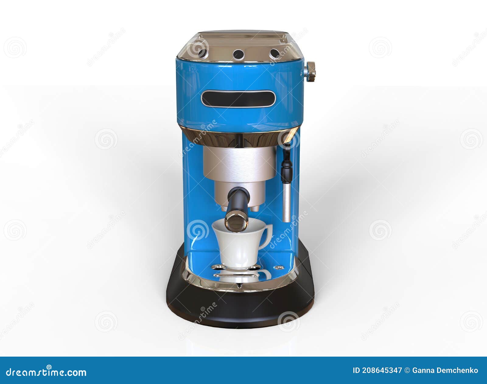 Front View of a Blue Espresso Coffee Machine on White Background. Stock ...