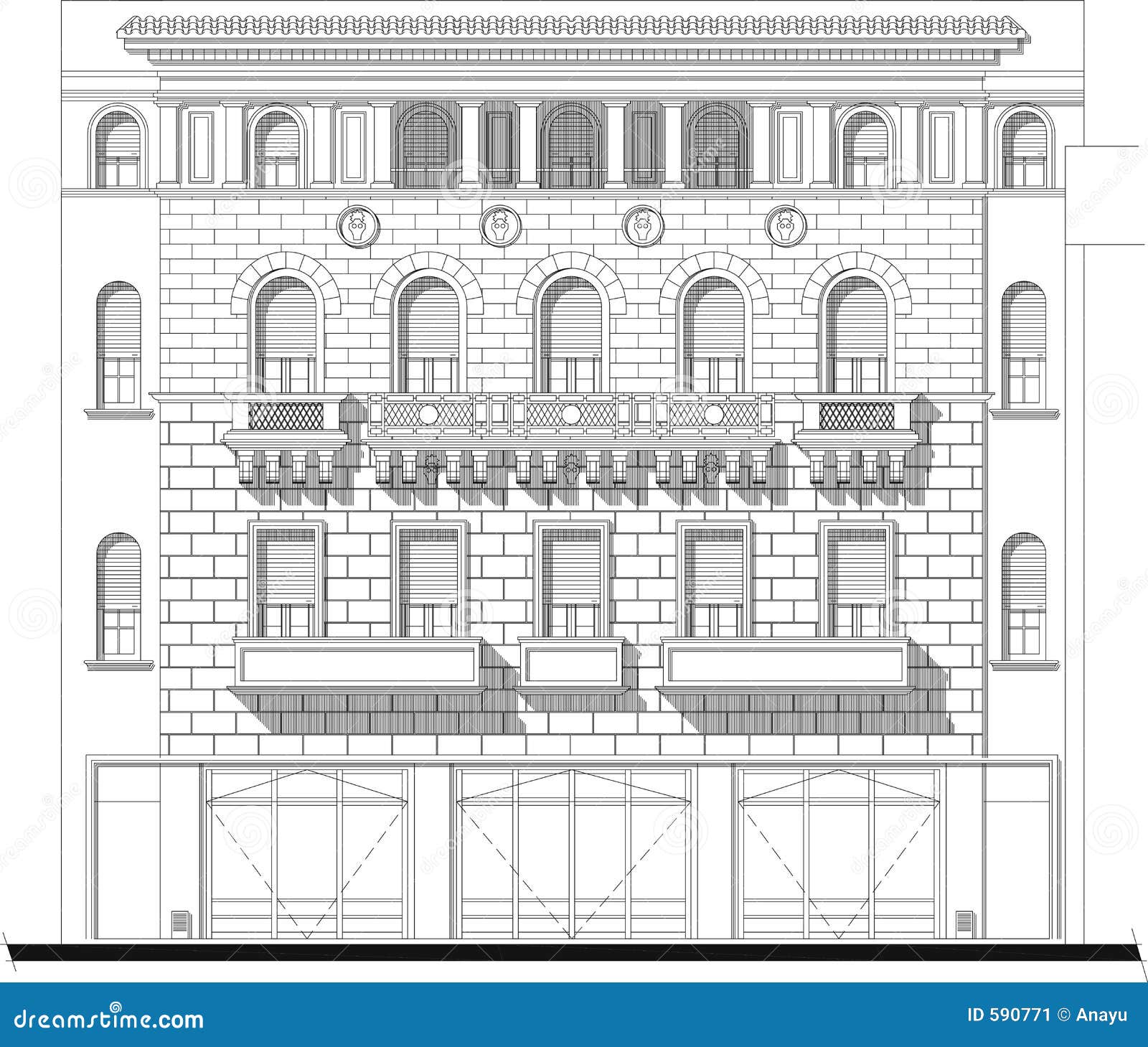 Front view stock illustration. Illustration of build, drafts - 590771