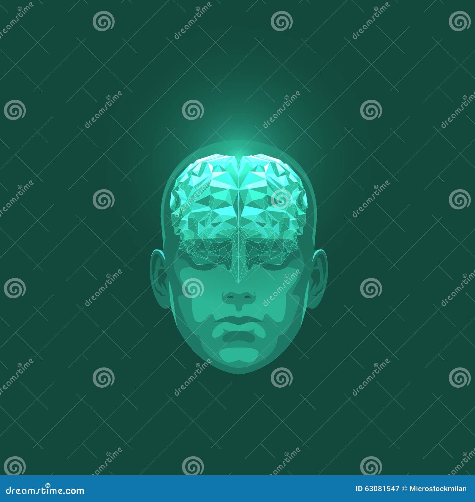 Front View of Abstract Human Head with a Brain Stock Vector ... Front View of Abstract Human Head with a Brain Stock Vector ...
