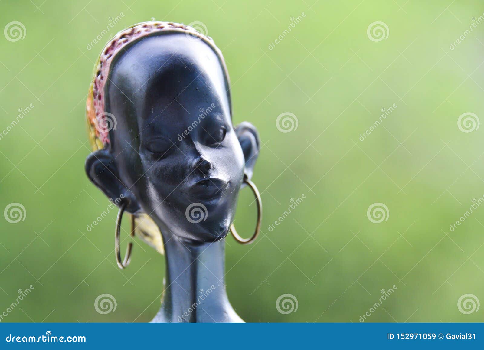 Front View of African Woman Head on Blurred Background Stock Image ...