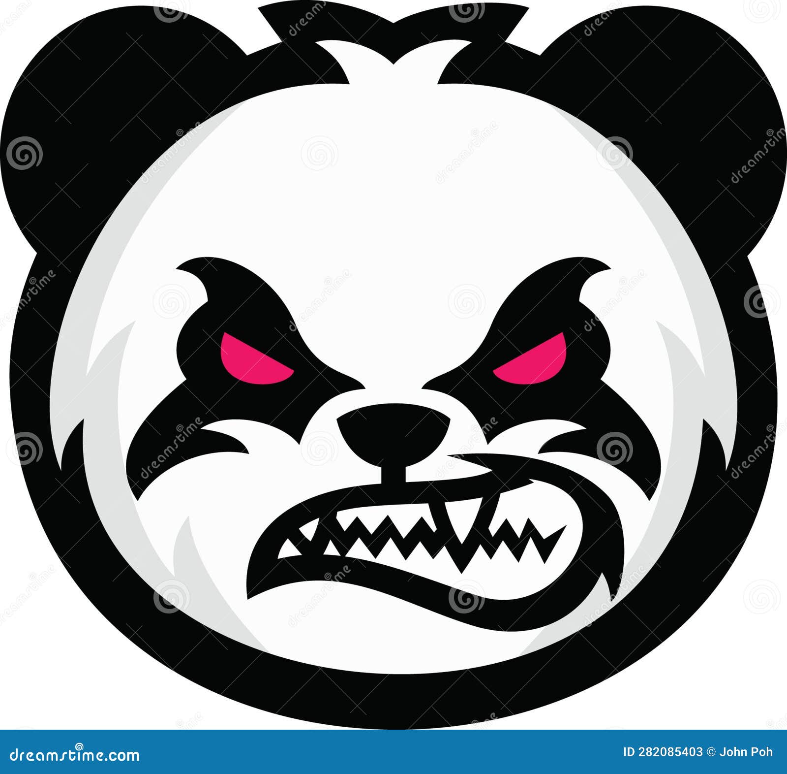 Front View of an Aggressive Panda with Angry Teeth Stock Vector ...