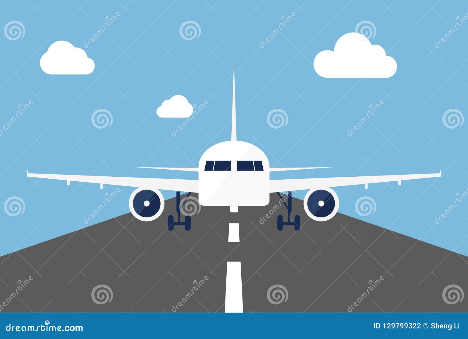 Front View of an Aircraft stock vector. Illustration of flight - 129799322