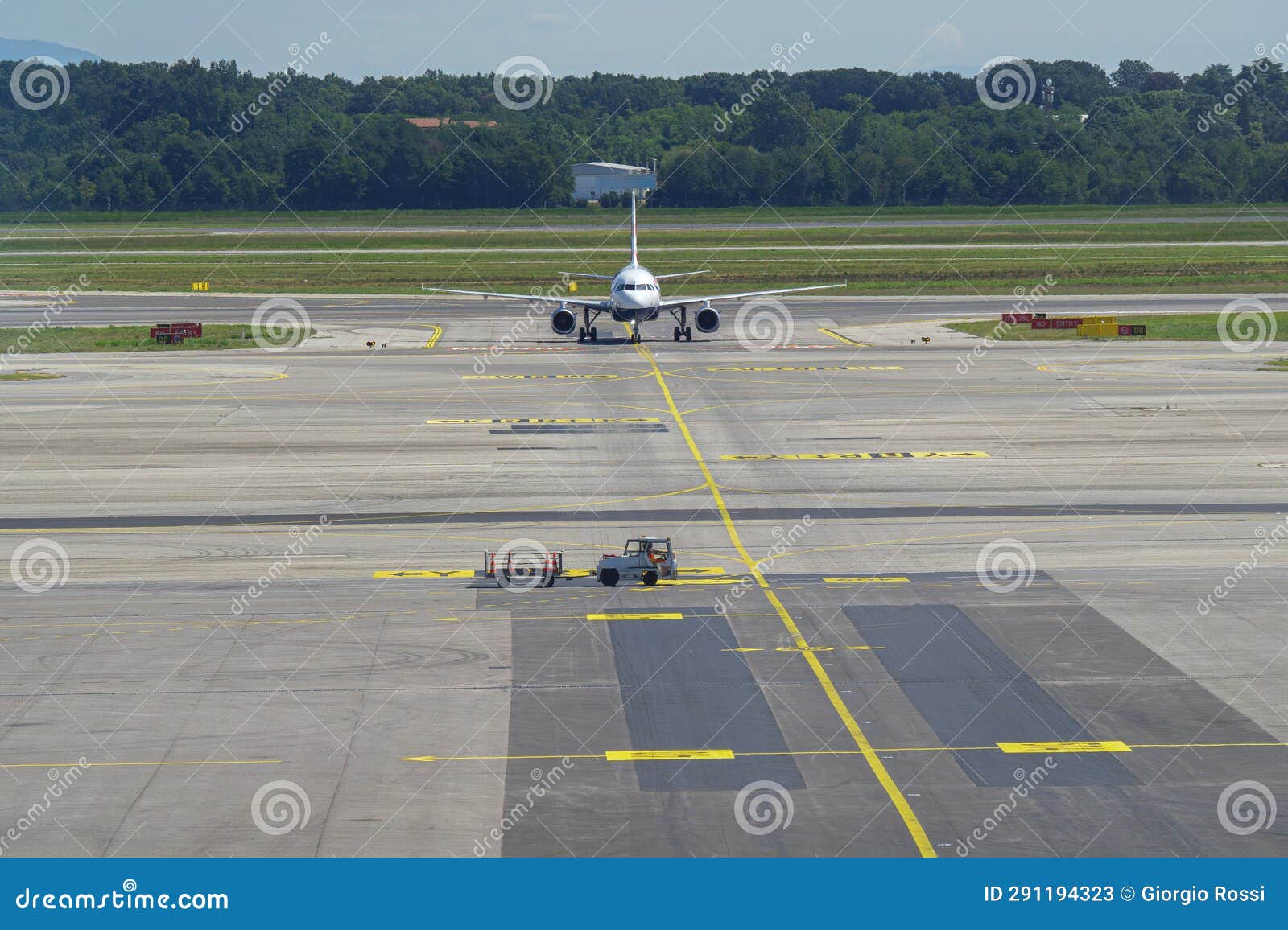 Front View of an Airplane in Motion on the Runway Stock Image - Image ...