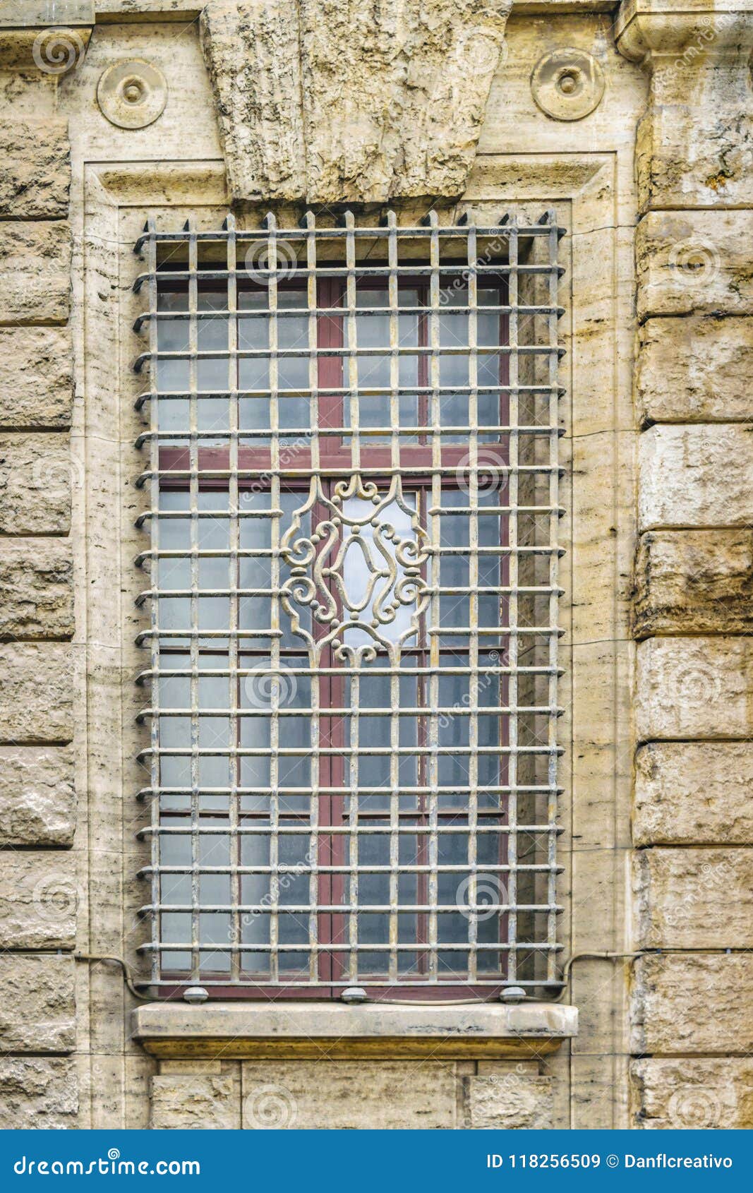 Old Style Iron Bars Window stock image. Image of vintage - 118256509