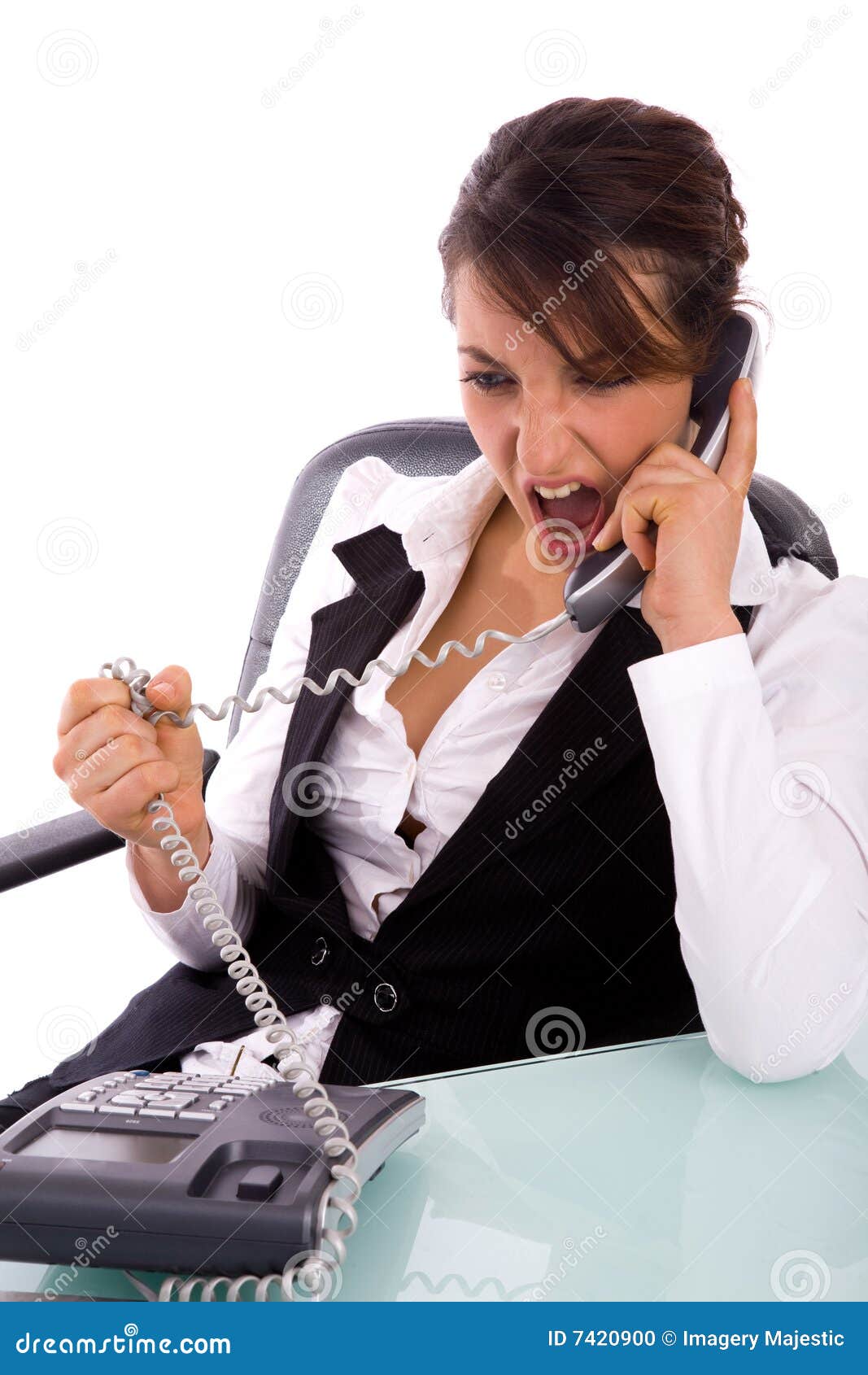 Front View of Angry Executive Interacting on Phone Stock Photo - Image ...