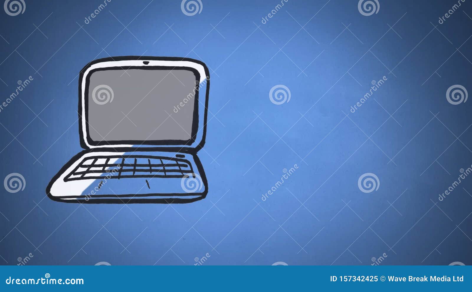 Front View Animation of a Drawn White Laptop Stock Video - Video of ...