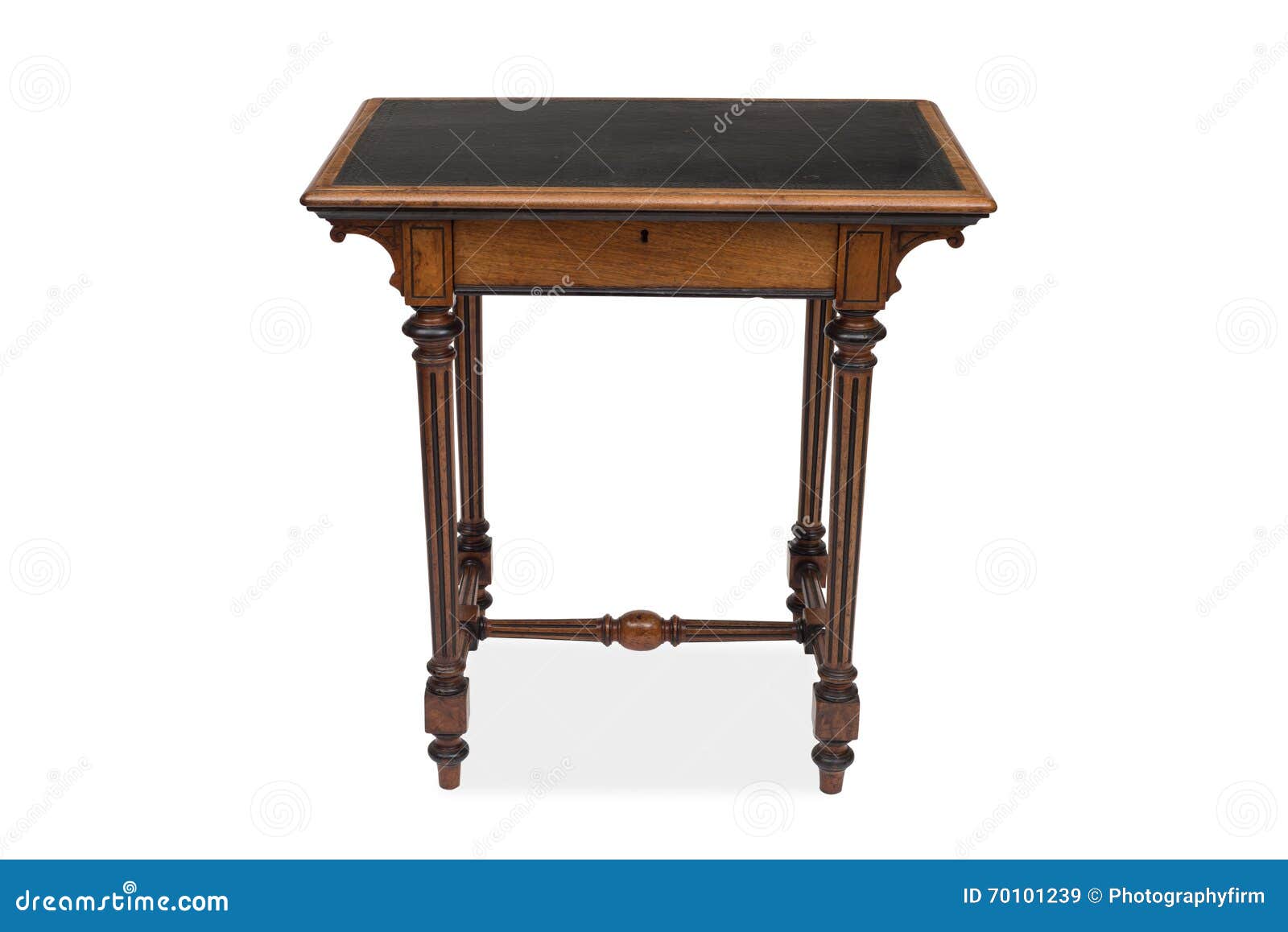 Front View of an Antique Wooden Side Table Stock Image - Image of style ...
