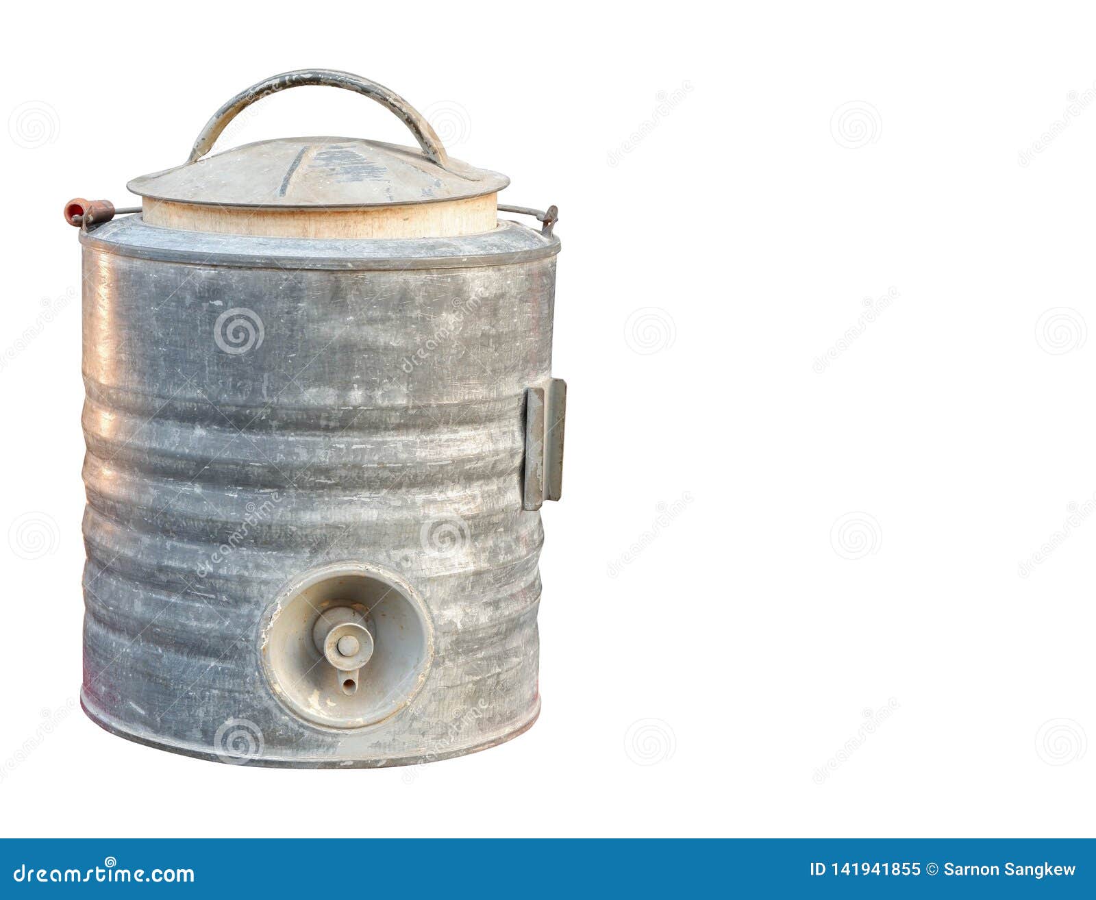 Front View Antique Zinc Cooler Water Filter on White Background ...
