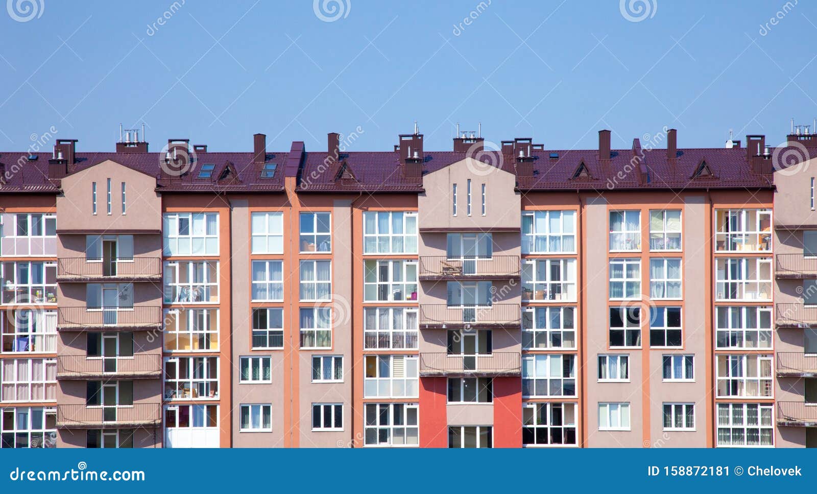 Front View of the Apartment Building Stock Image - Image of colored ...
