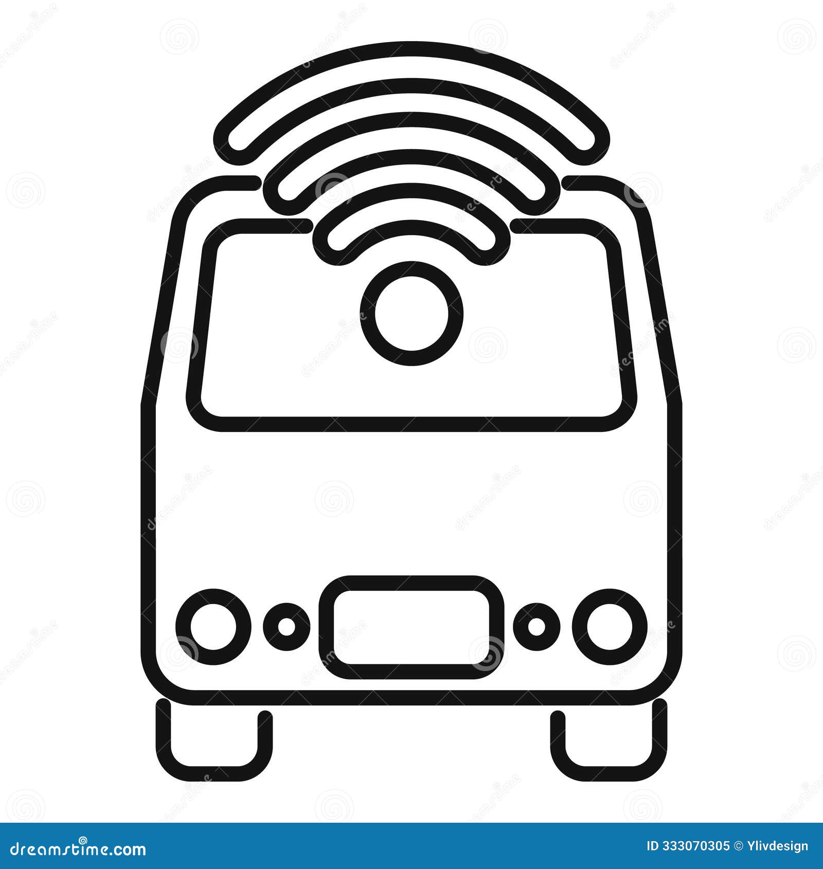Front View of Autonomous Self Driving Bus Using Wireless Network Icon ...