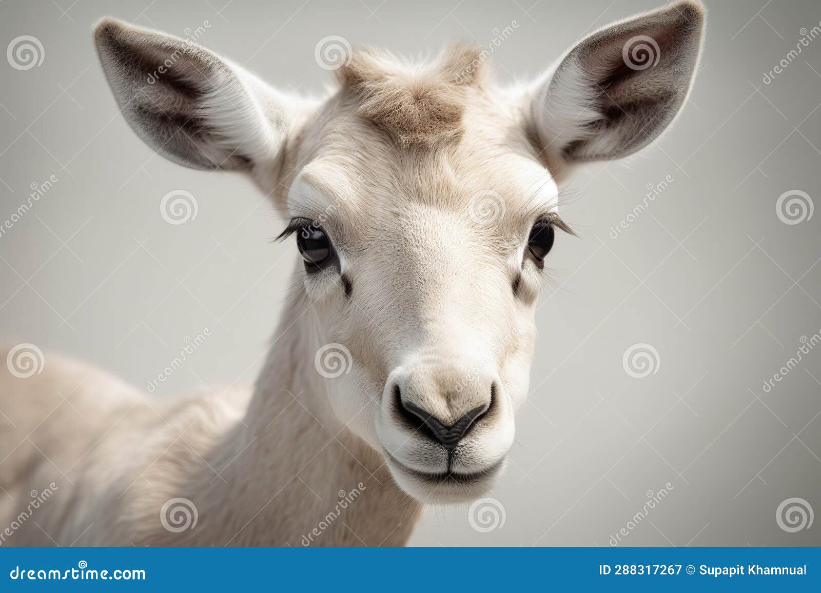 Front View Of Baby Addax On White Background Royalty-Free Stock ...