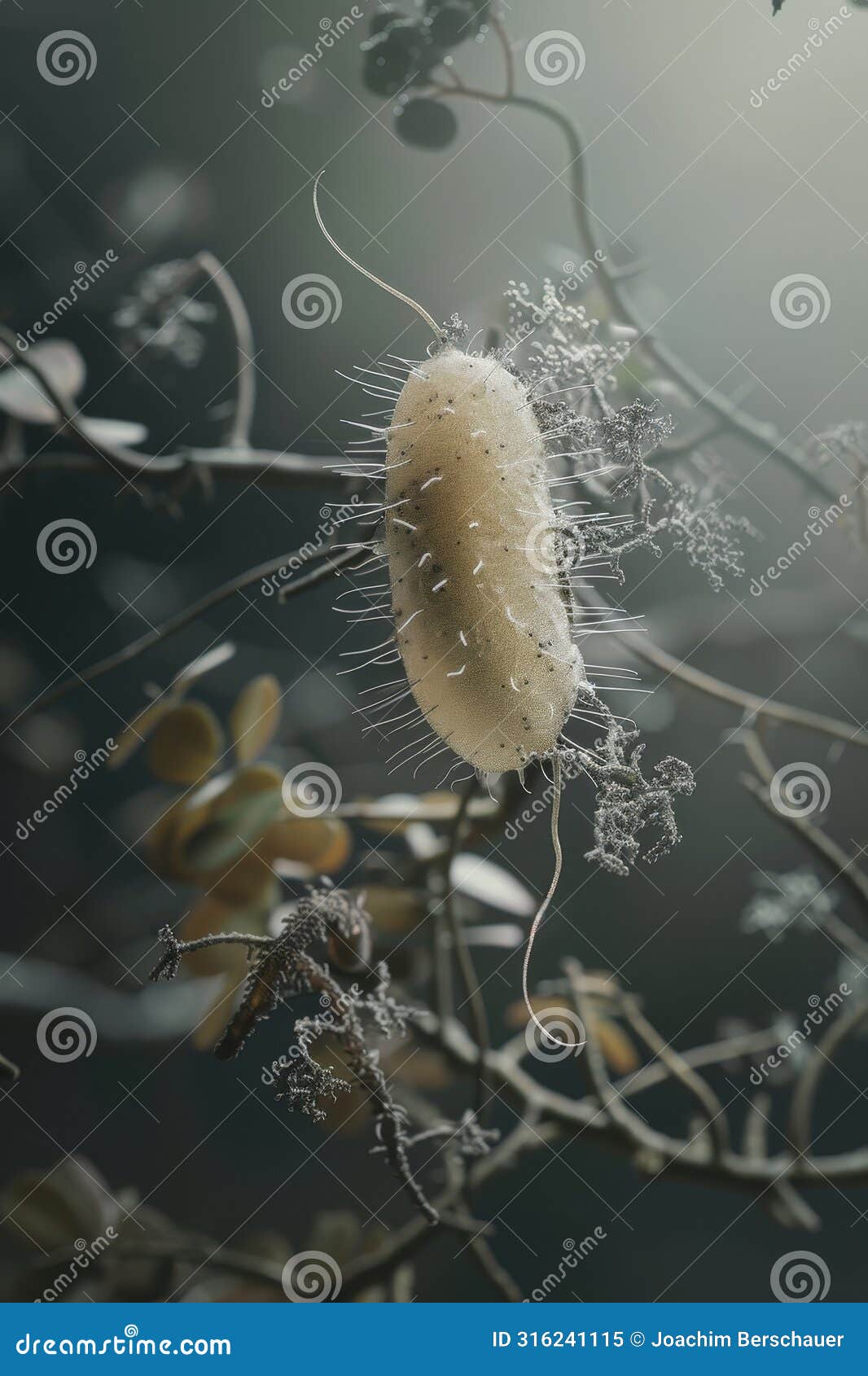 Front View of Bacillus Subtilis in Hard Light, Highlighting Elements ...