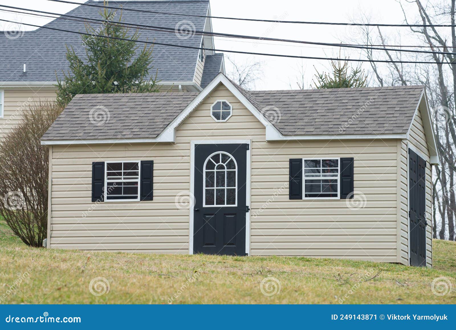 Front View of a Backyard Tool Shed Stock Image - Image of roof, back ...