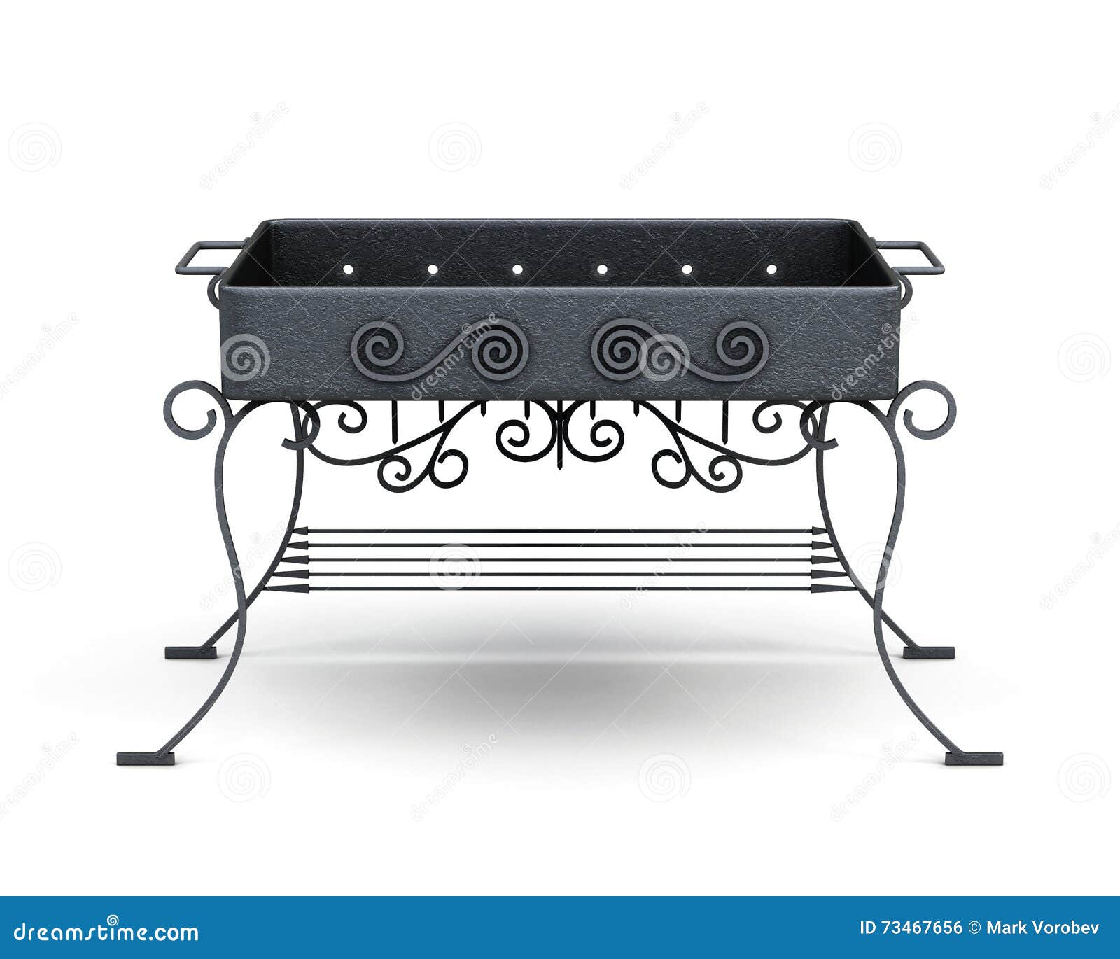 Front View Barbecue Grill on White Background. 3d Rende Stock ...