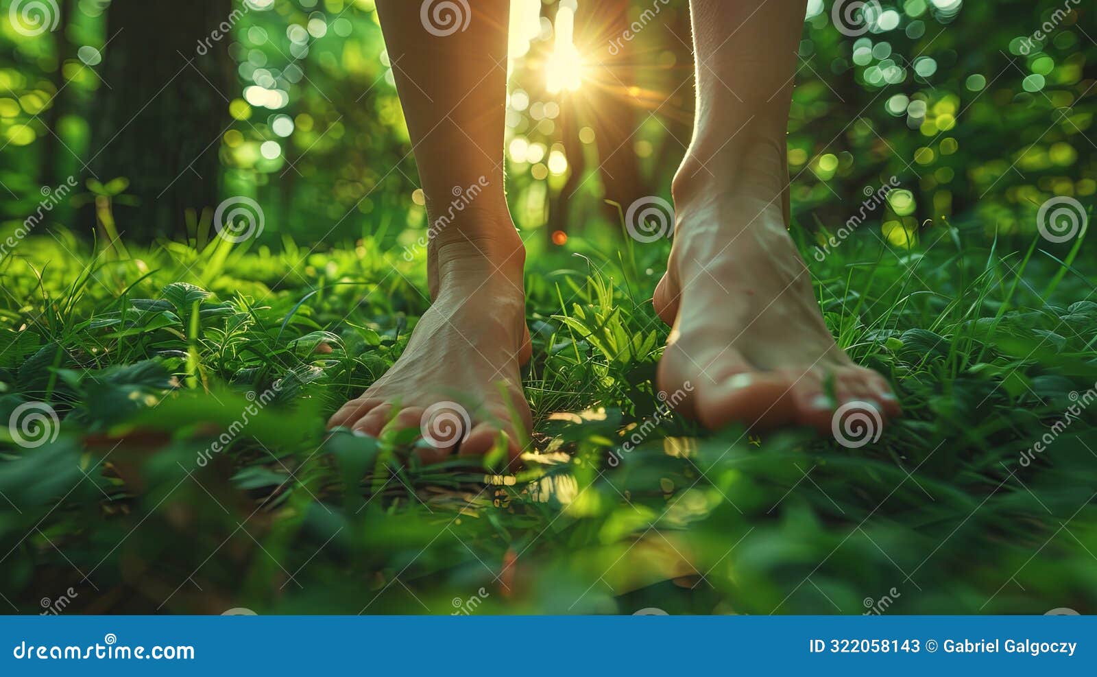 Feet Walking in Green Forest Grounding Barefoot Stock Illustration ...