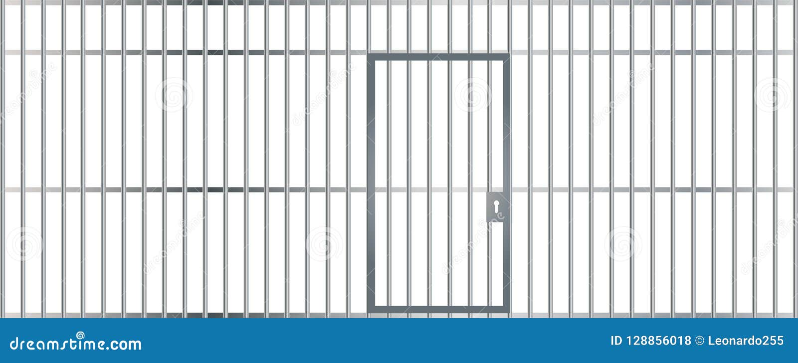 A Front View Of The Bars Of A Jail Cell With Iron Bars And A Door On An ...