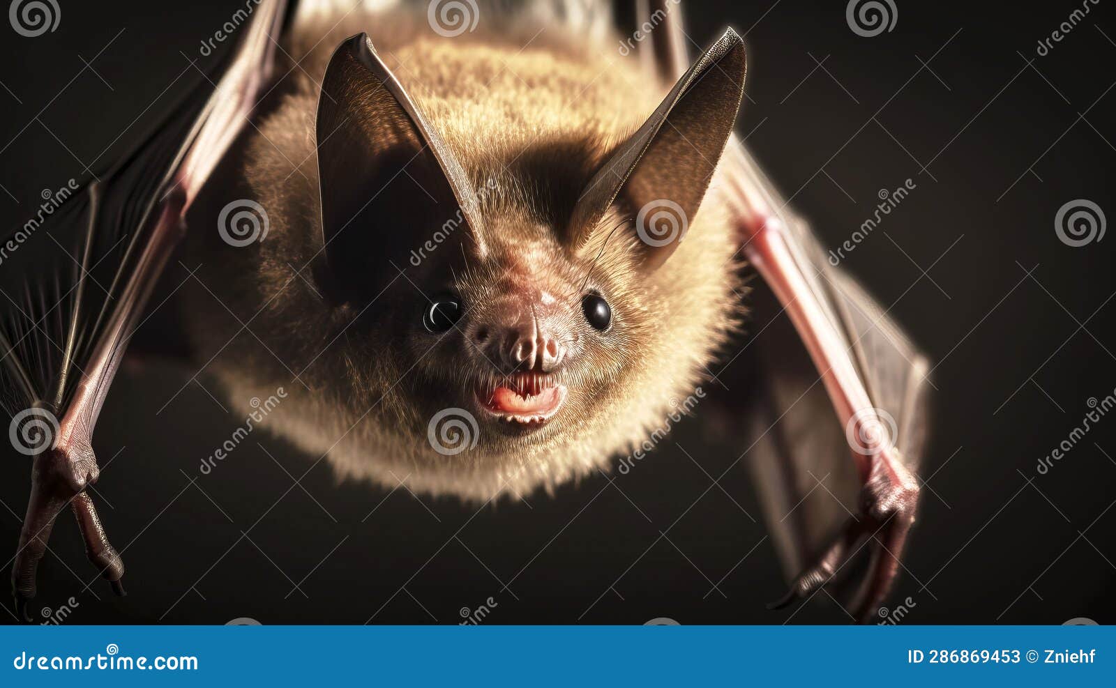 Front View of a Bat S Head, Close-up, Made with Generative Ai Stock ...