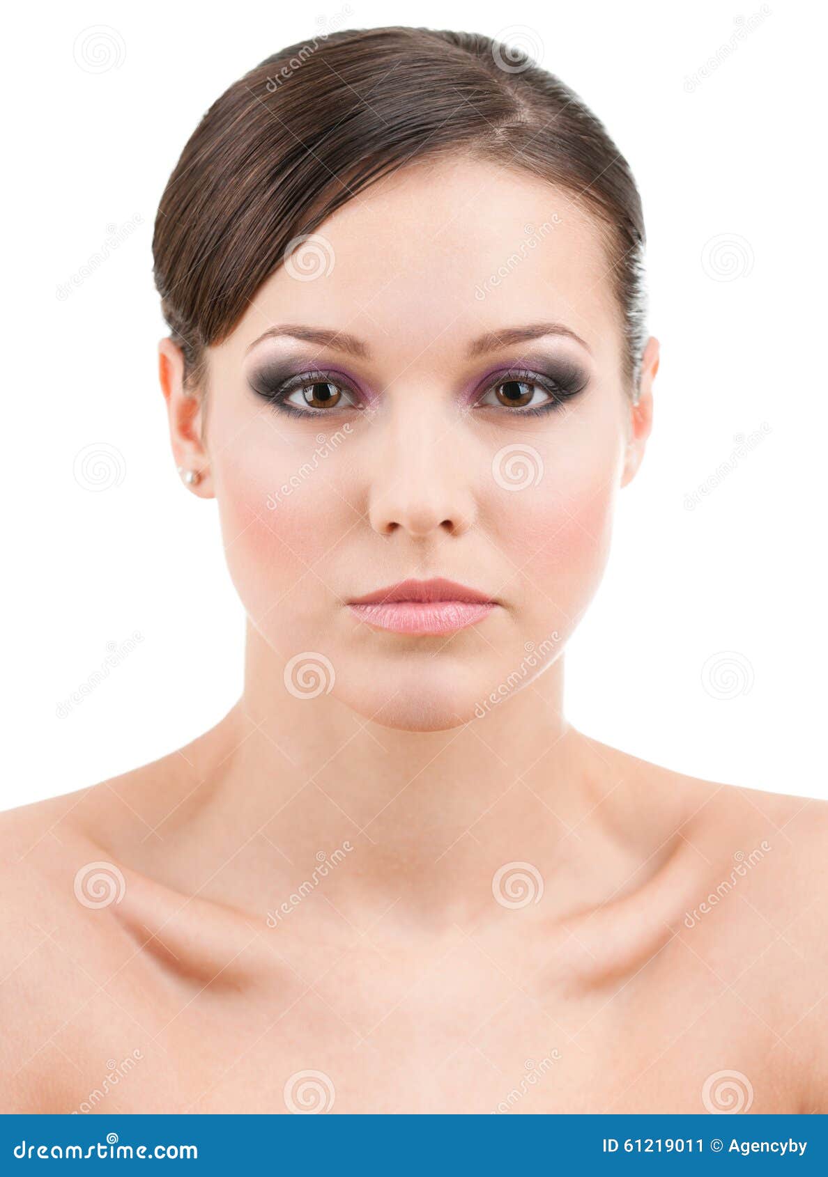 Front View of Beautiful Woman with Makeup Stock Image - Image of girl ...