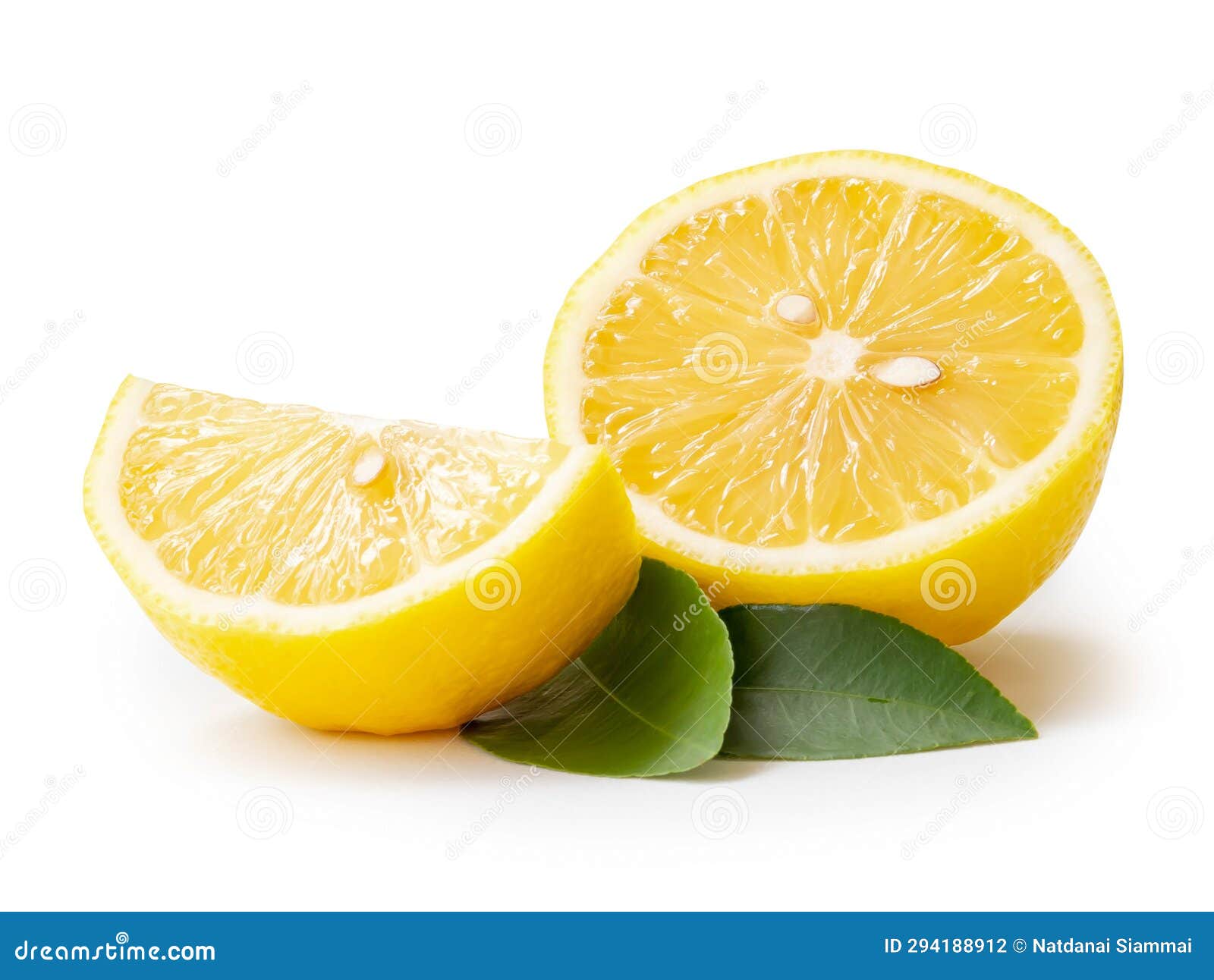 Front View of Beautiful Yellow Lemon Half with Slice Isolated on White ...