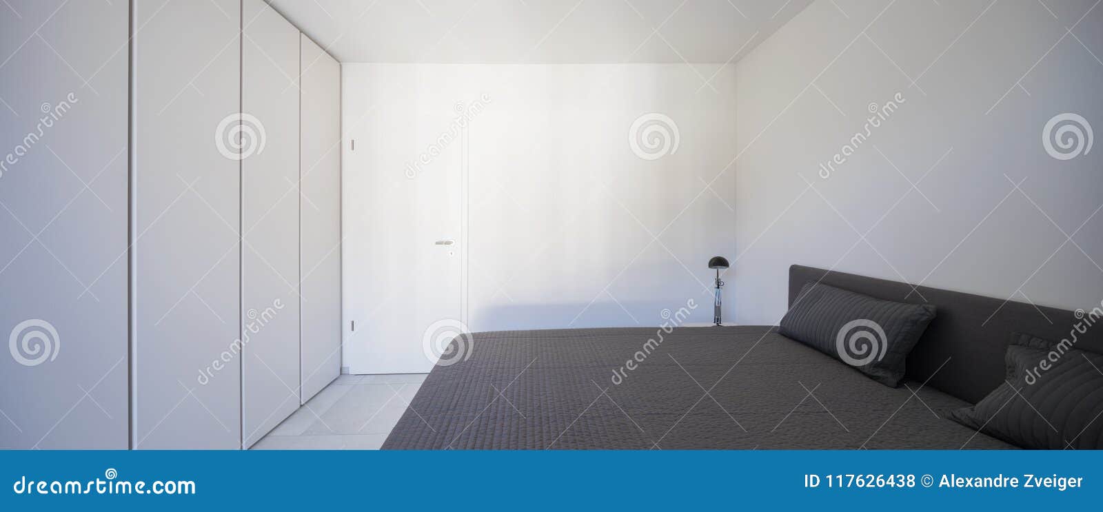 Front View of Bedroom in Modern Apartment Stock Photo - Image of ...