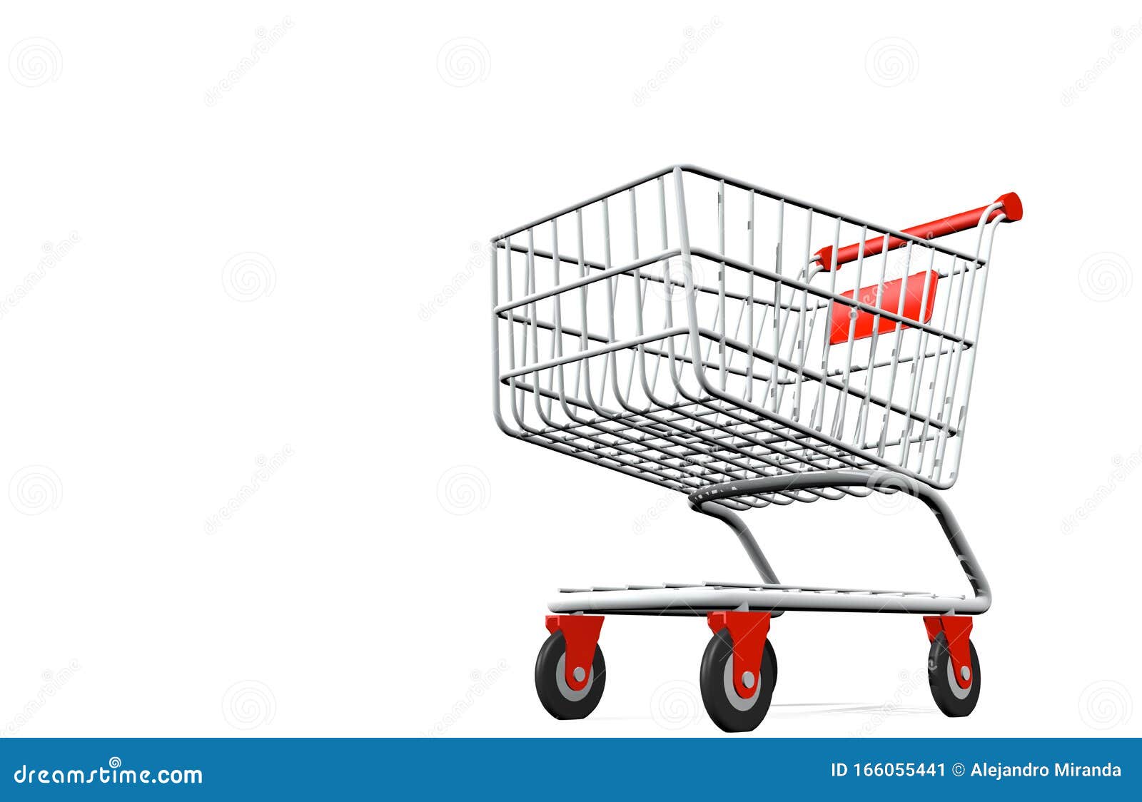 Front View from Below of Empty Shopping Cart Isolated on White ...