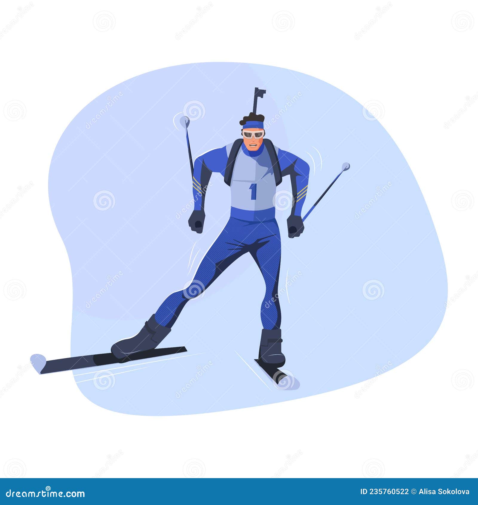 Biathlonist Biathlete Sportsman Vector Silhouette Royalty-Free Cartoon ...