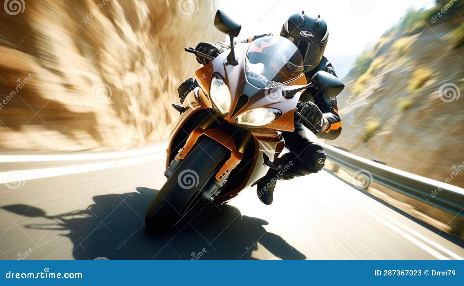 Front View of a Biker Riding His Sport Motorcycle. Concept about ...