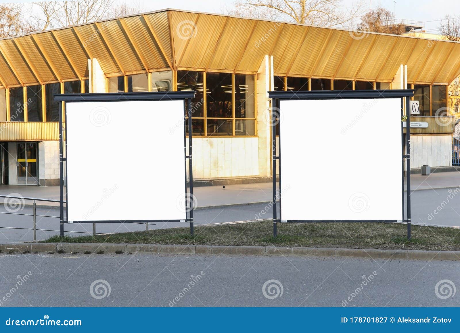 Billboard, Banner, Empty, White at a Bus Stop Stock Image - Image of ...